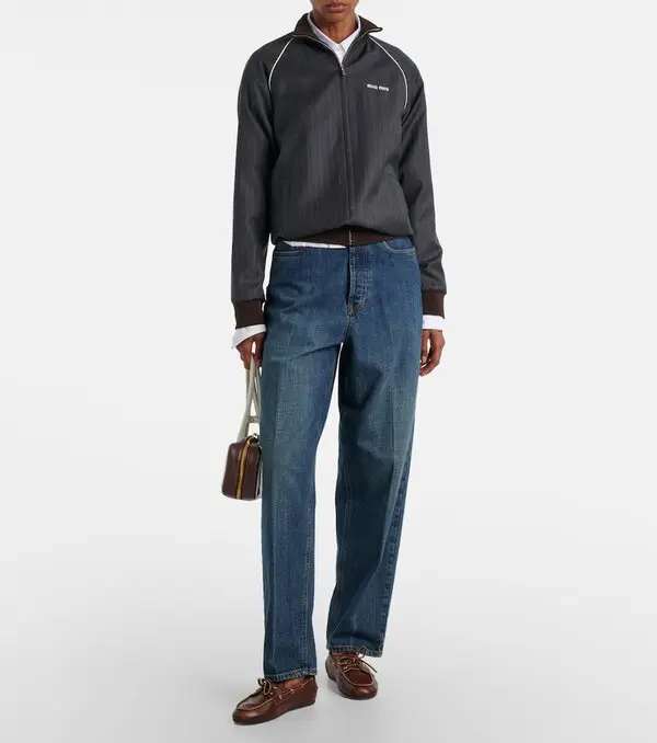 Miu Miu Pinstripe Virgin Wool Blouson - Grey