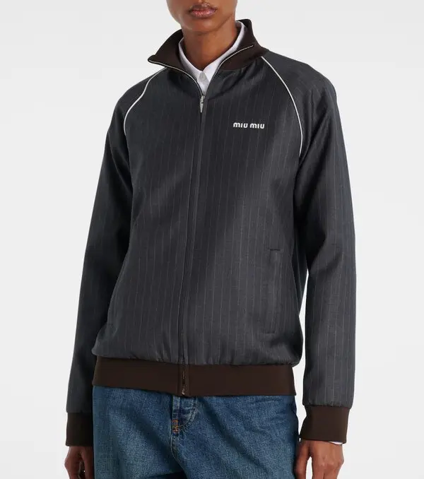 Miu Miu Pinstripe Virgin Wool Blouson - Grey