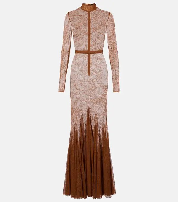 David Koma Sheer Lace Gown