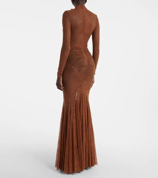 David Koma Sheer Lace Gown