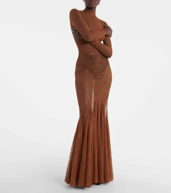 David Koma Sheer Lace Gown