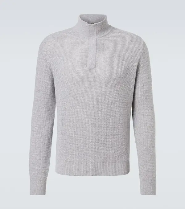 Canali Waffle-knit Wool And Cashmere Sweater - Grey