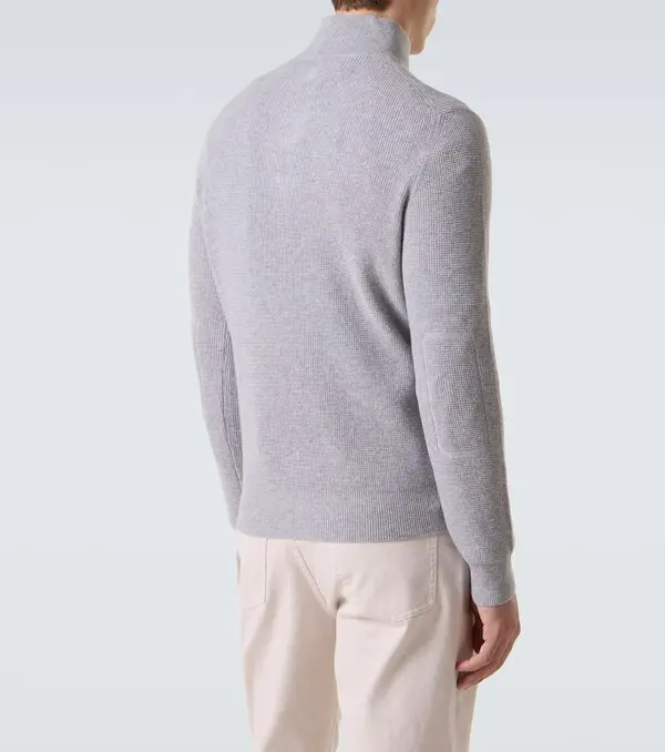 Canali Waffle-knit Wool And Cashmere Sweater - Grey