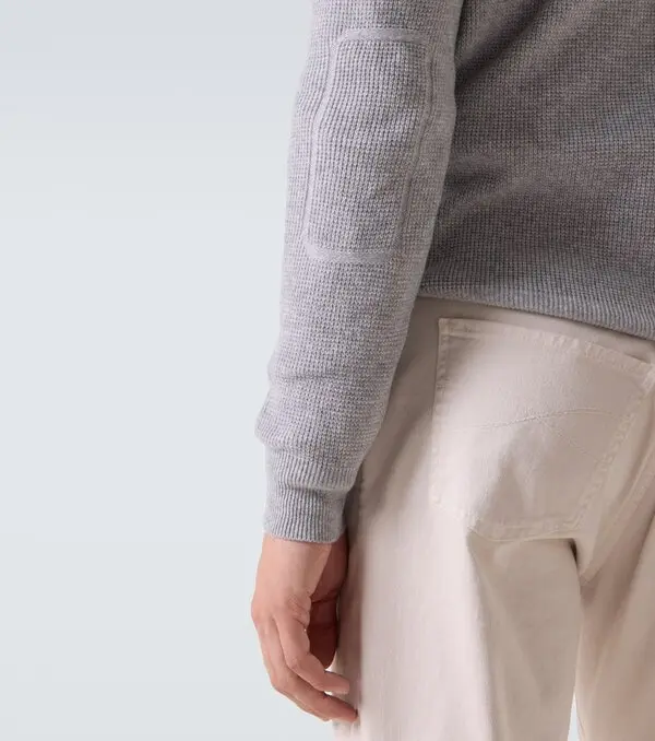 Canali Waffle-knit Wool And Cashmere Sweater - Grey