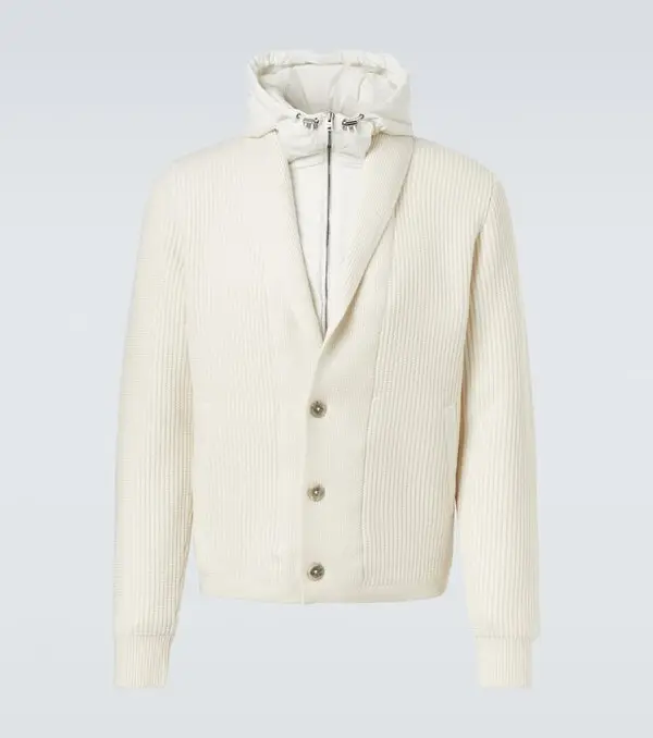 Herno Ribbed-knit Wool Cardigan - White
