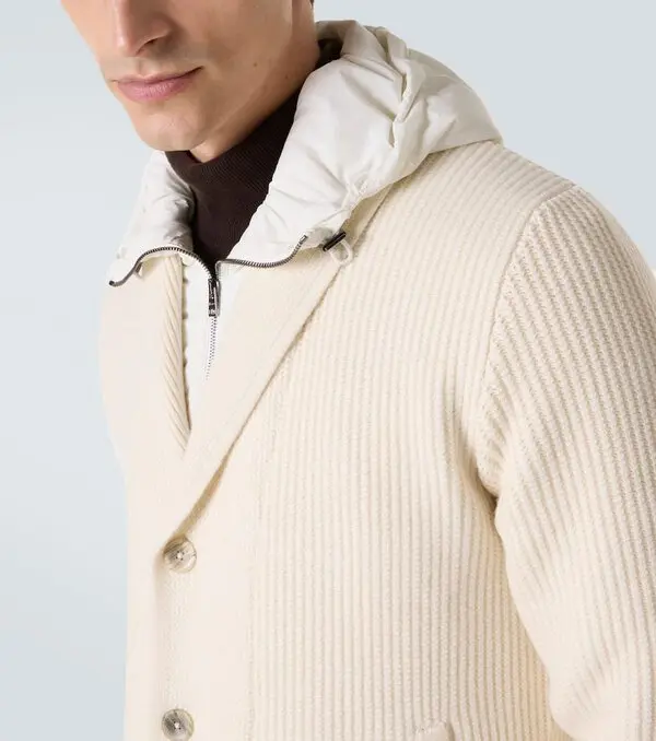 Herno Ribbed-knit Wool Cardigan - White