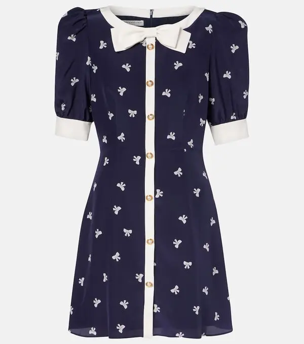 Alessandra Rich Polka-dot Silk Minidress - Blue