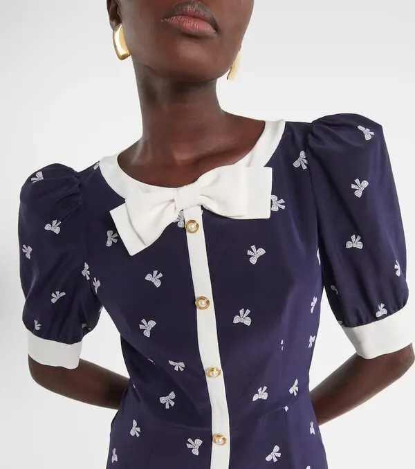 Alessandra Rich Polka-dot Silk Minidress - Blue