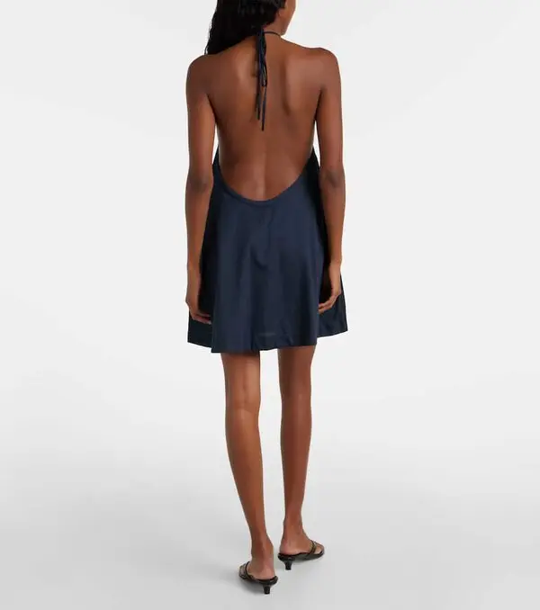 LESET Yoko Gathered Cotton Minidress