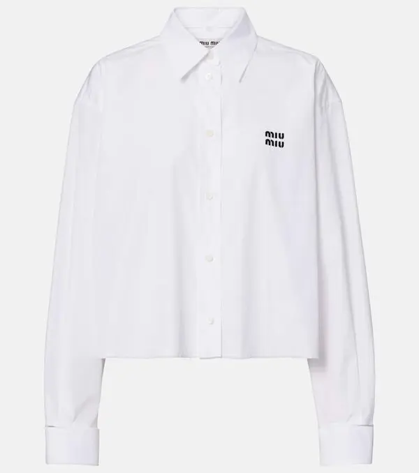 Miu Miu Cropped Cotton Poplin Shirt