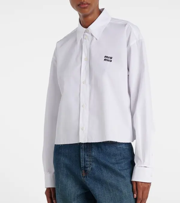 Miu Miu Cropped Cotton Poplin Shirt