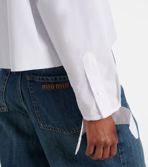 Miu Miu Cropped Cotton Poplin Shirt