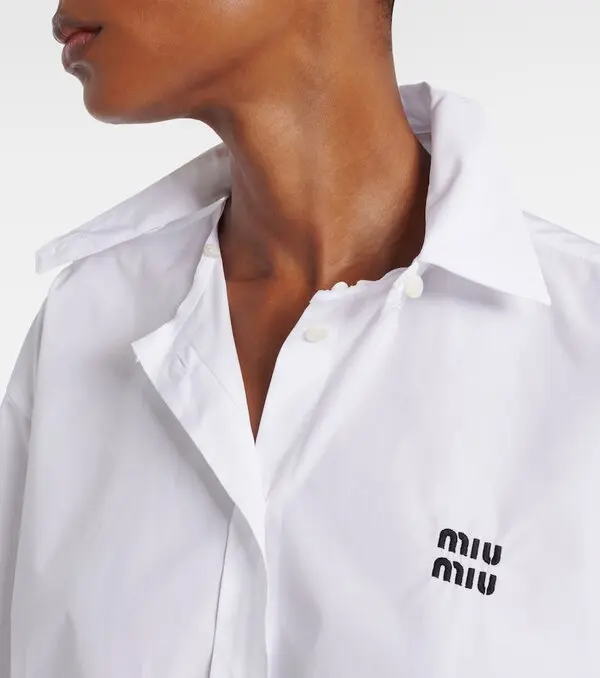 Miu Miu Cropped Cotton Poplin Shirt