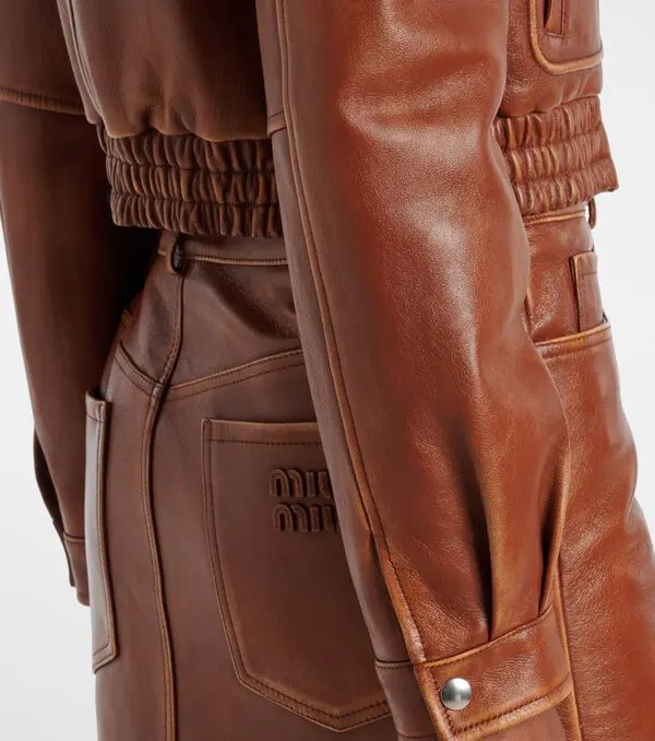 Miu Miu Shearling-trimmed Leather Jacket