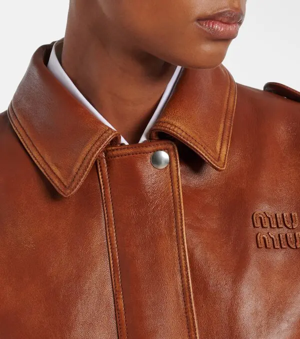 Miu Miu Shearling-trimmed Leather Jacket