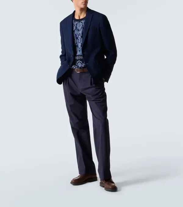 Etro Intarsia Cotton Sweater - Blue