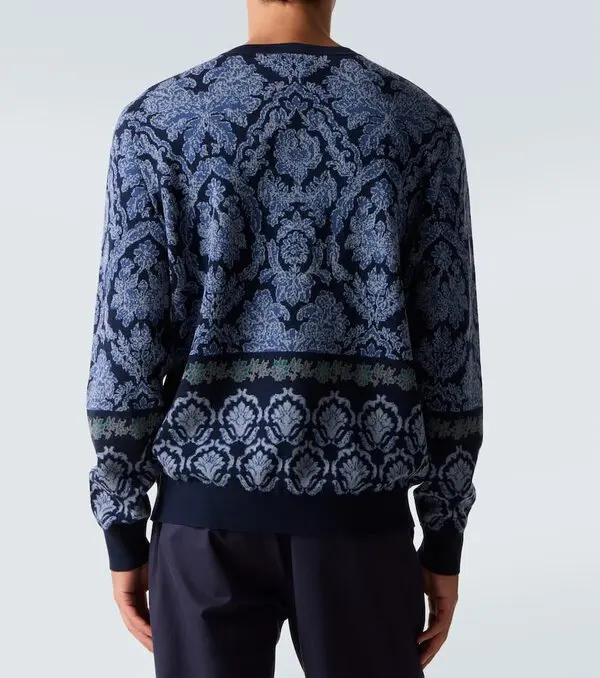 Etro Intarsia Cotton Sweater - Blue