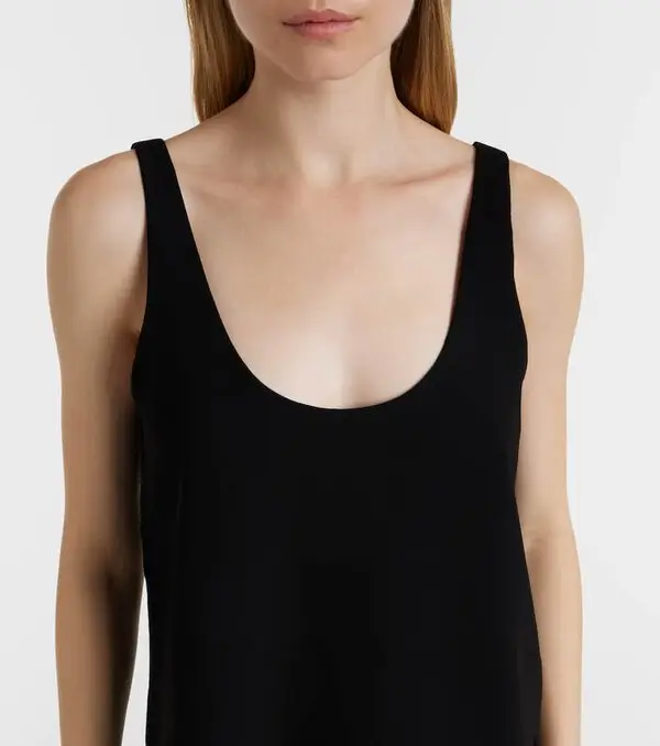 LESET Ari Cropped Crepe Tank Top - Black