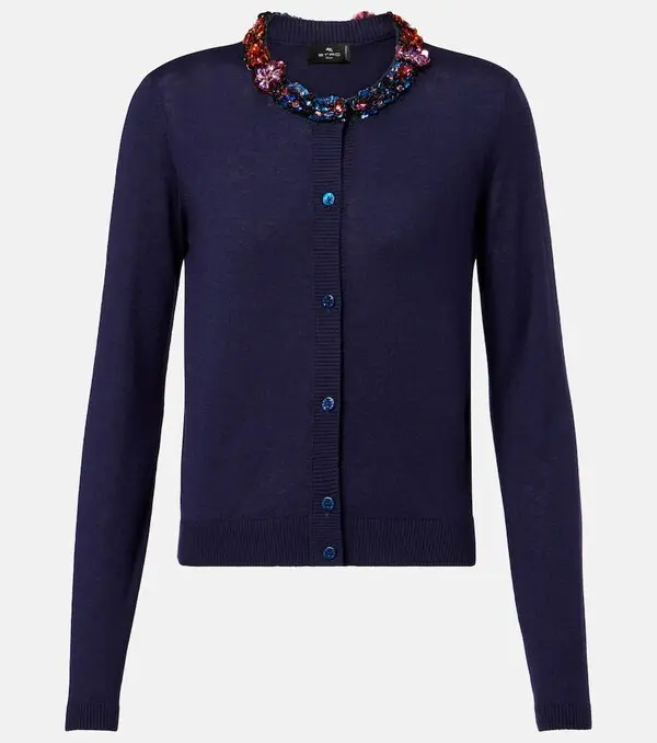 Etro Embellished Silk And Cashmere Cardigan