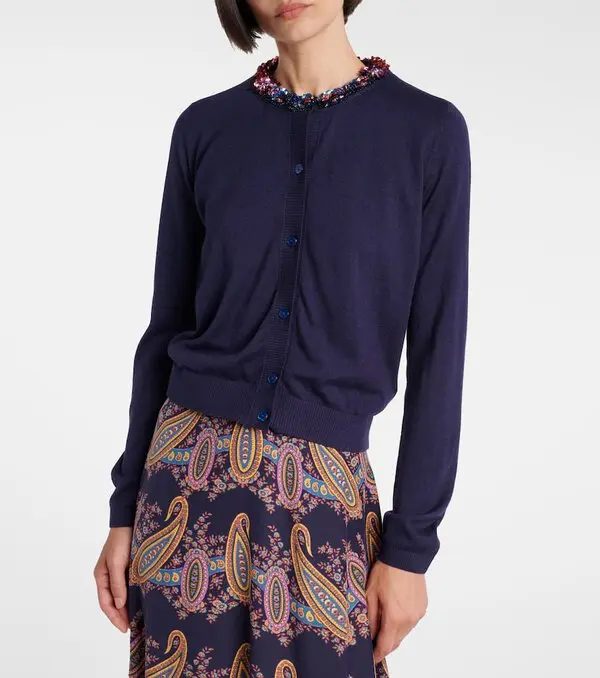 Etro Embellished Silk And Cashmere Cardigan