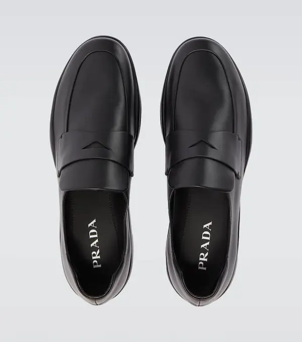 Prada Toblach Leather Penny Loafers