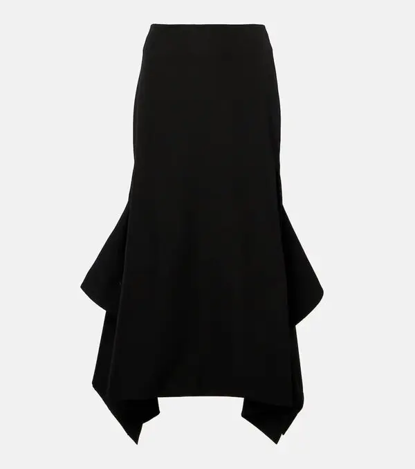 Erdem Draped Virgin Wool Midi Skirt