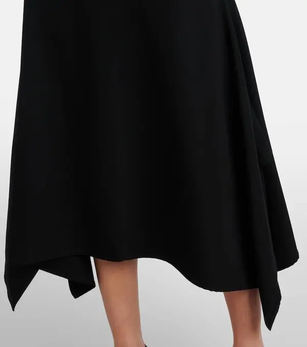 Erdem Draped Virgin Wool Midi Skirt