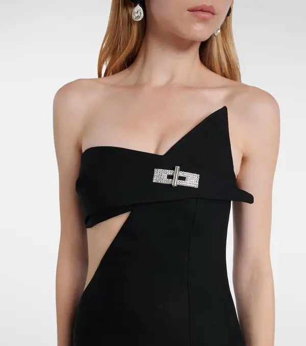 David Koma Cutout Asymmetric Wool-blend Gown