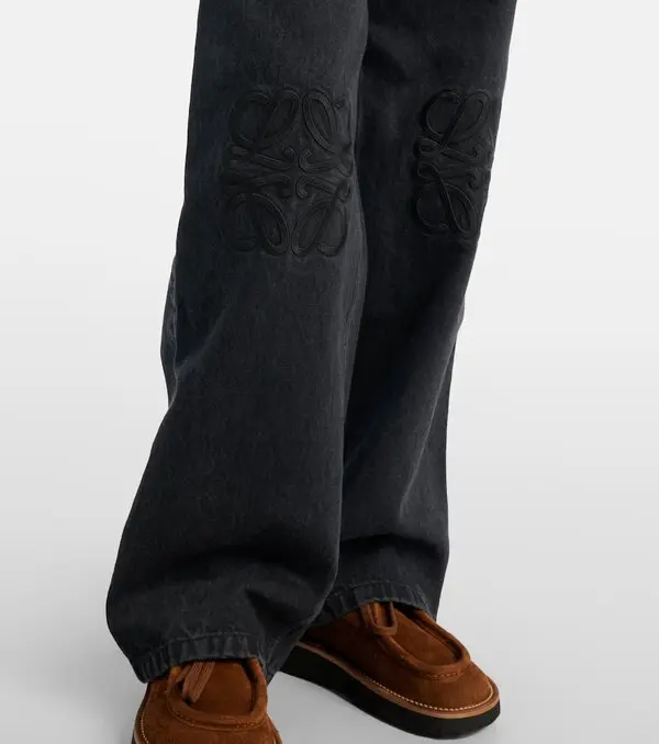 Loewe Anagram Wide-leg Jeans - Black