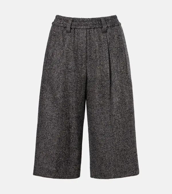 Brunello Cucinelli Herringbone Wool-blend Shorts