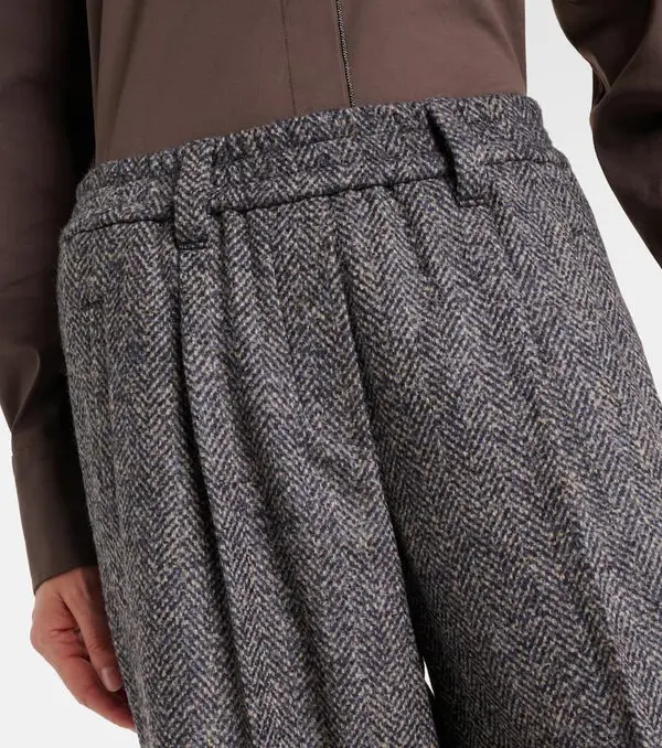 Brunello Cucinelli Herringbone Wool-blend Shorts