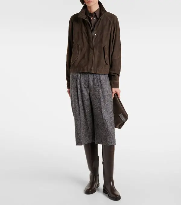 Brunello Cucinelli Herringbone Wool-blend Shorts
