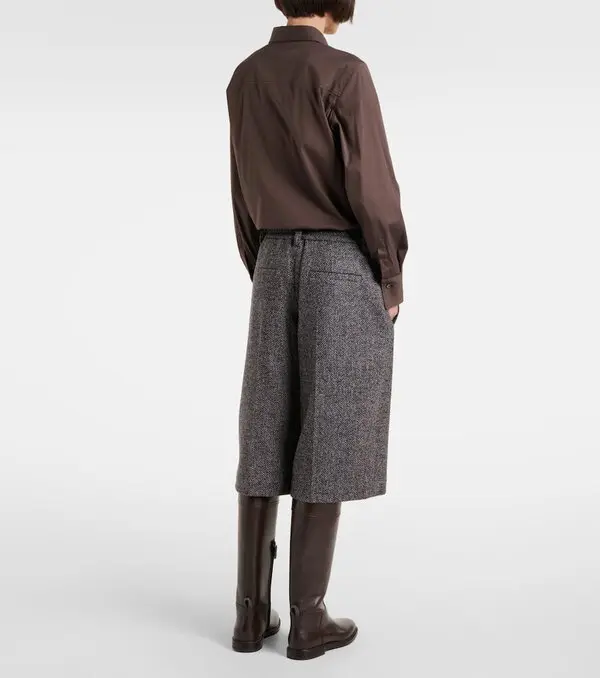 Brunello Cucinelli Herringbone Wool-blend Shorts
