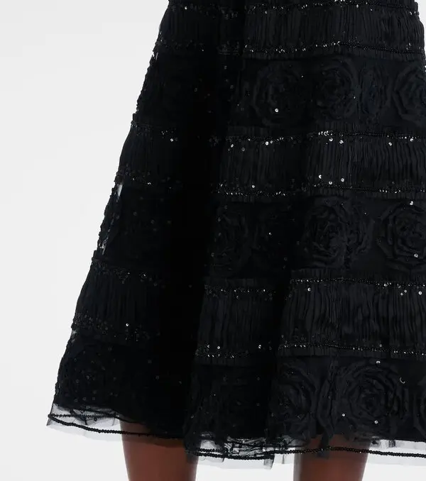 Carolina Herrera Floral-appliqué Sequin Gown
