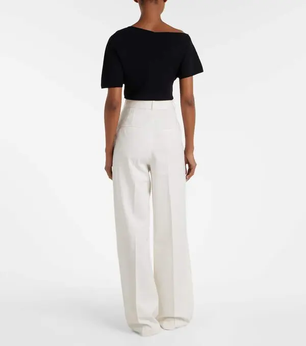 RÓHE Wool-blend Wide-leg Pants - White