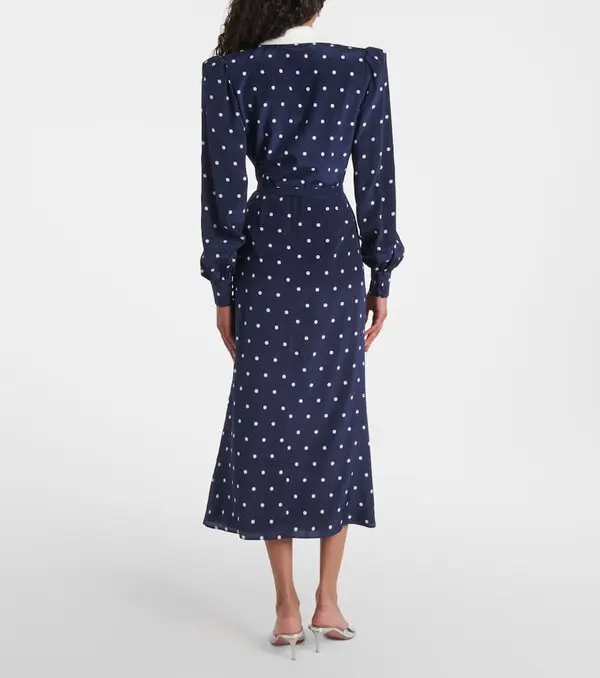 Alessandra Rich Polka-dot Silk Satin Shirt Dress