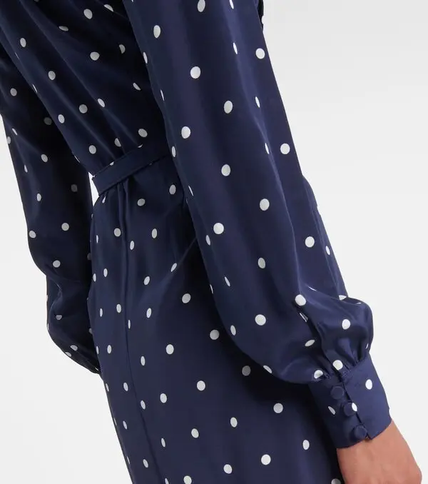 Alessandra Rich Polka-dot Silk Satin Shirt Dress