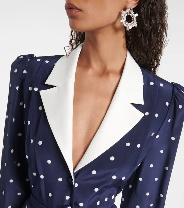 Alessandra Rich Polka-dot Silk Satin Shirt Dress