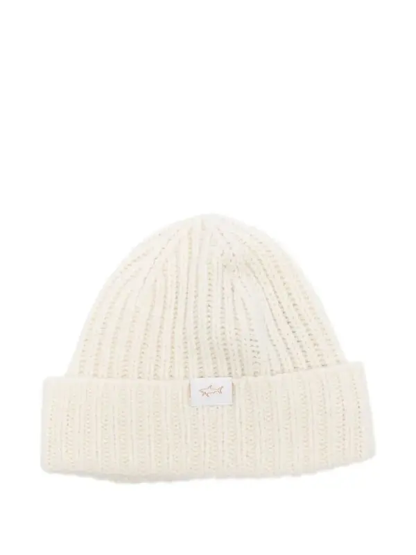Paul & Shark Ribbed Wool Blend Beanie - Beige