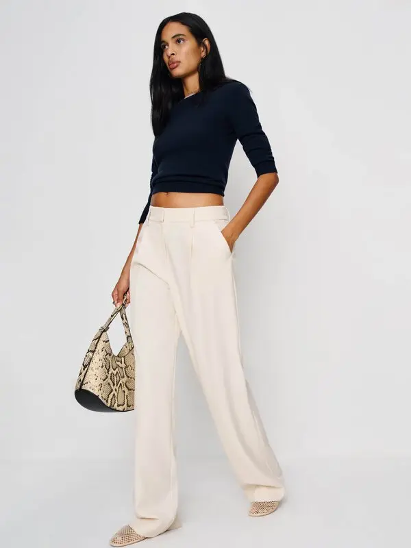 REFORMATION Lian Cashmere Crew Sweater - Blue