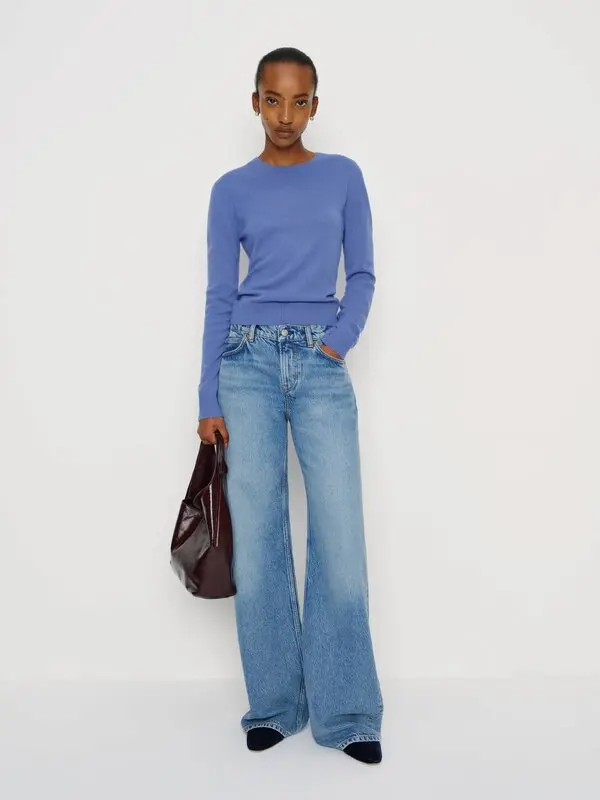 REFORMATION Lian Cashmere Crew Sweater - Blue