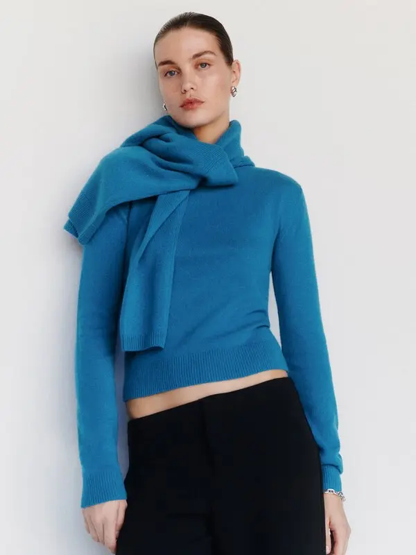 REFORMATION Lian Cashmere Crew Sweater - Blue
