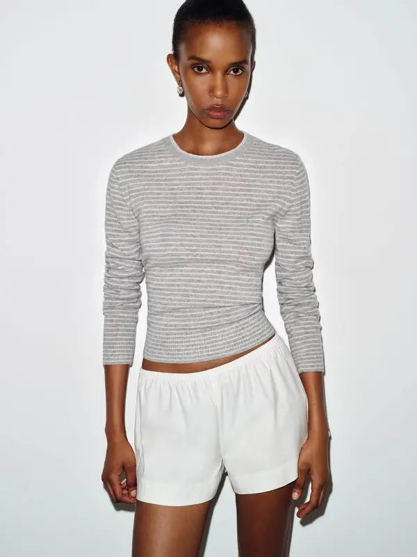 REFORMATION Lian Cashmere Crew Sweater - Grey