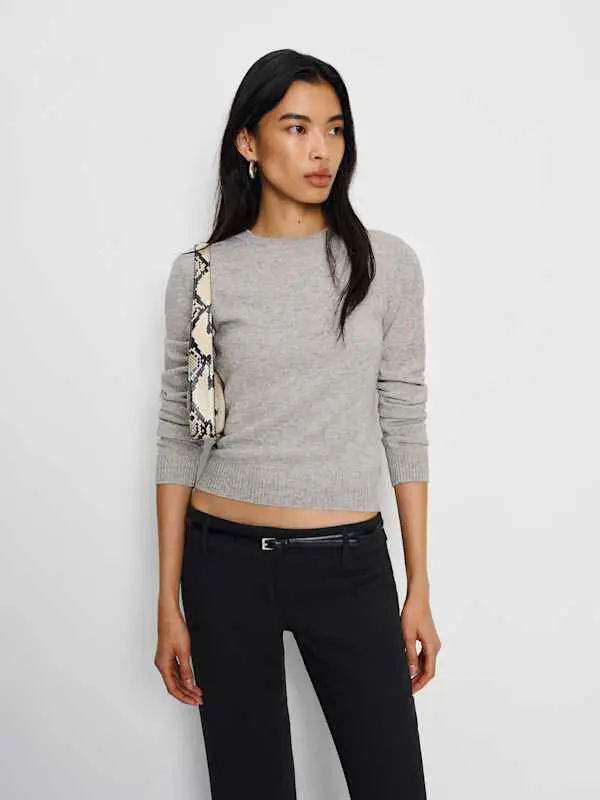 REFORMATION Lian Cashmere Crewneck Sweater - Grey