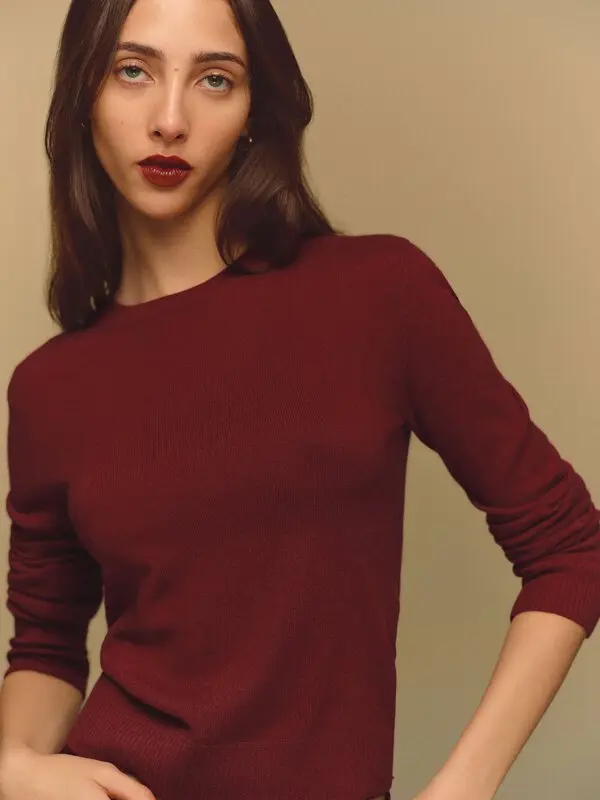 REFORMATION Lian Cashmere Crew Sweater - Red