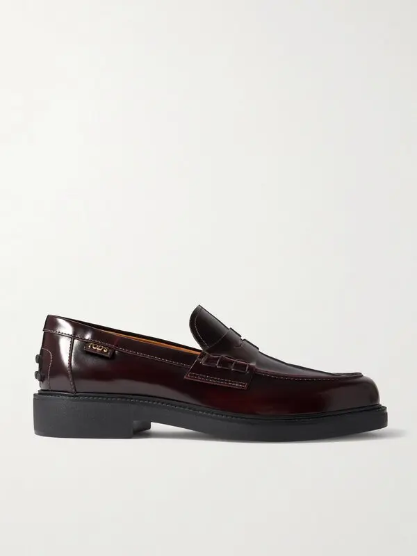 TOD'S Glossed-leather Loafers - Brown