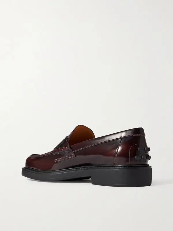 TOD'S Glossed-leather Loafers - Brown