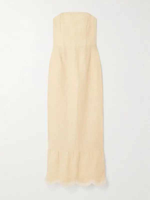 Posse Essie Fringed Linen Maxi Dress - Yellow