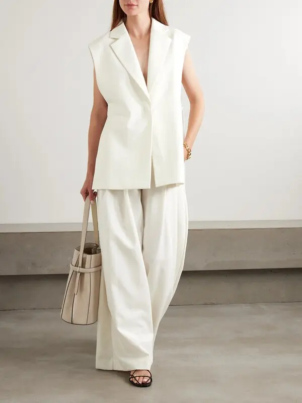 ST. AGNI Pleated Wool-blend Twill Wide-leg Pants