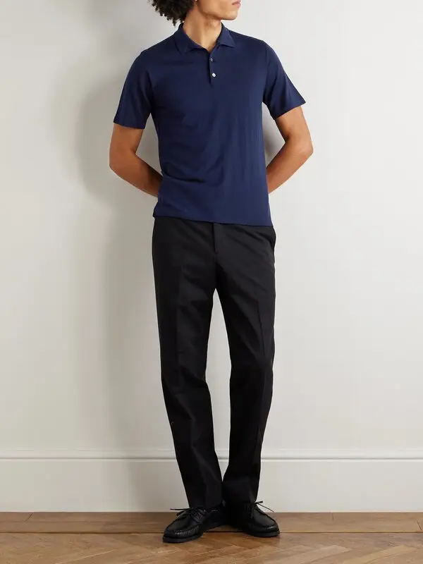 SAMAN AMEL Slim-fit Wool Polo Shirt
